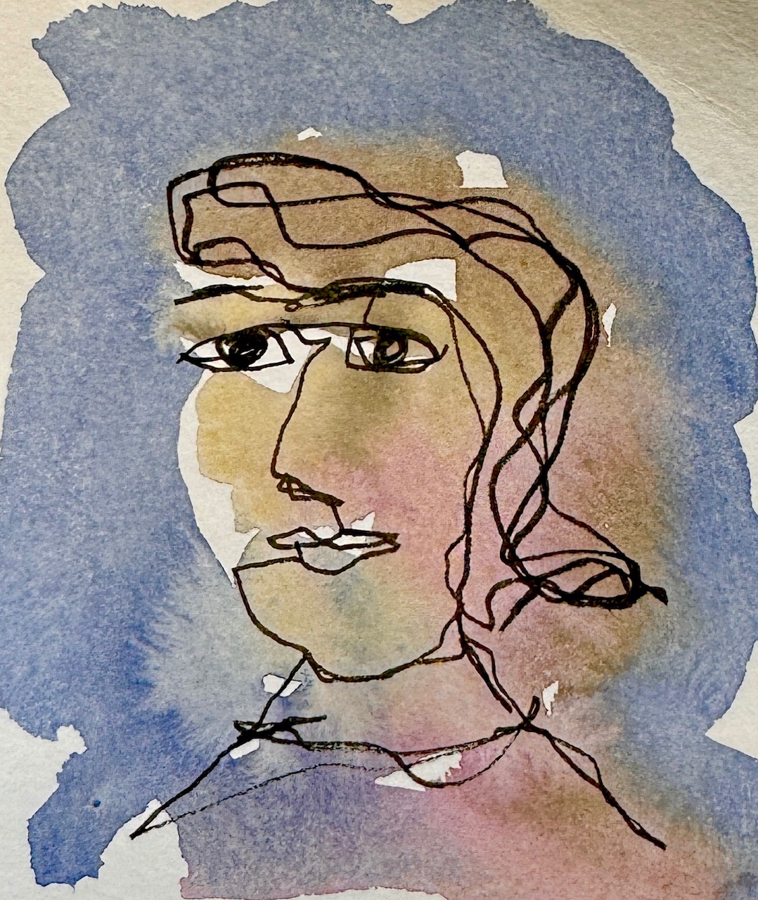 Painting Challenge: Continuous Line Portrait - Watercolor Beginners and ...